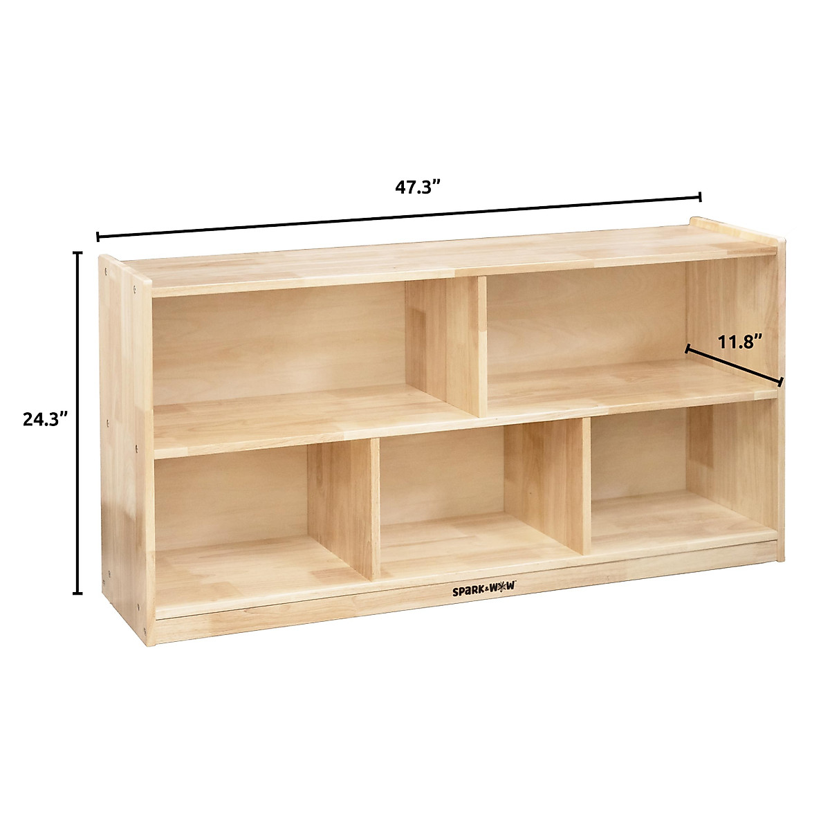 SPARK & WOW 5-Compartment Solid Wood Storage Cabinet - Toy Shelf Organizer - Shelves for Classroom - Includes Optional Wheels