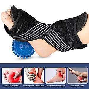 Plantar Fasciitis Splint, Night Splint for Plantar Fasciitis, Adjustable Plantar Fasciitis Splint with Massage Ball, 2021 Updated Version