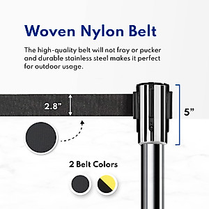 New Star Foodservice 54606 Stanchions, 36-Inch Height, 6.5-Foot Retractable Belt, Set of 2, Silver Belt