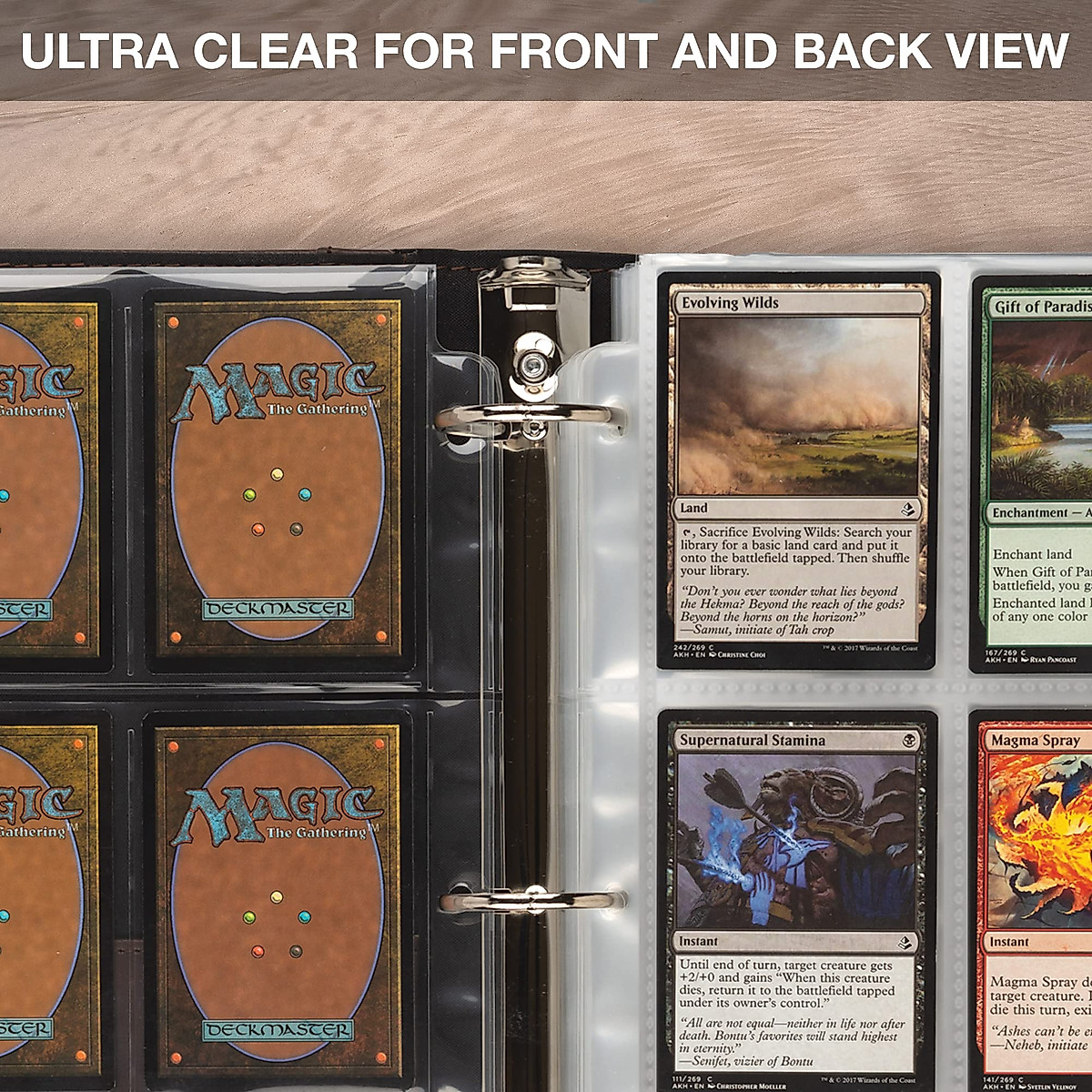 Samsill 100 Pack 9 Pocket Trading Card Sleeves, Holds 900 Cards,Clear, Fits in Standard 3 Ring Binder