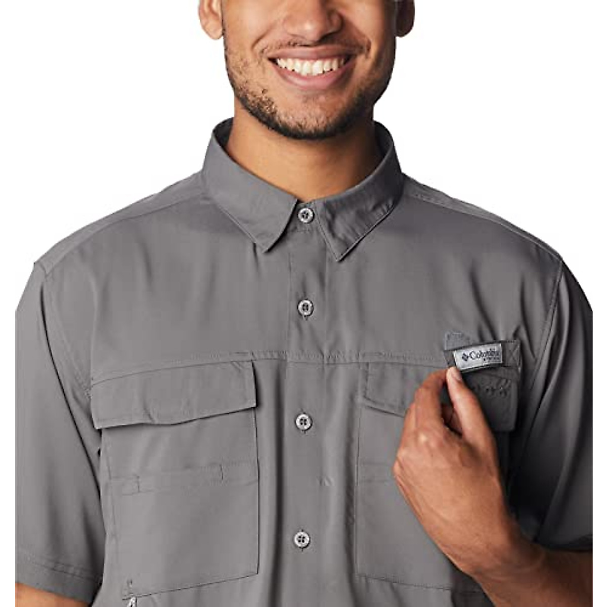 Columbia Men's Standard Blood and Guts IV Woven Short Sleeve, City Grey, X-Large