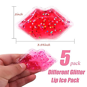 Ice Pack for Lip Filler, Lip Ice Pack Bulk Small Ice Pack for Mouth, Injections, Injuries, Bruises (5 Pack (Different Color))