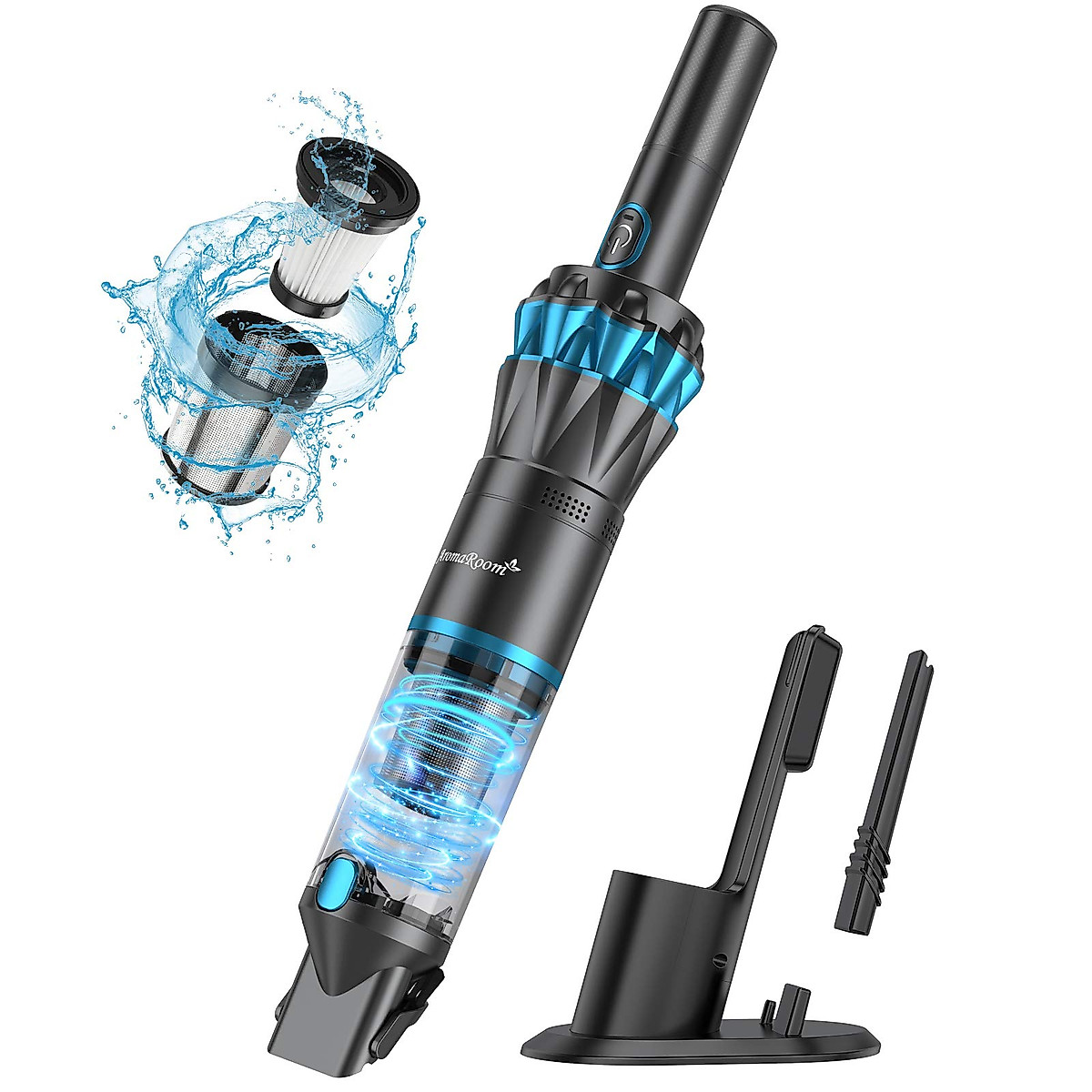 Aroma Room Handheld Vacuum Cordless, Small Hand Vacuum Cleaner with Powerful Cyclonic Suction, Portable & Lightweight, Rechargeable Vacuum Cleaner for Pet Hair, Home & Car Cleaning, Wet Dry Use