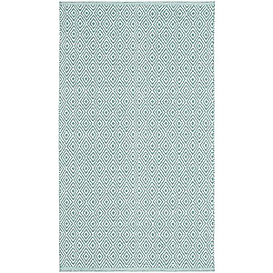 SAFAVIEH Montauk Collection 2'6" x 4' Ivory / Aqua MTK515A Handmade Flatweave Cotton Accent Rug
