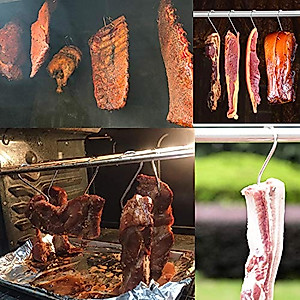 HONBAY 20PCS Stainless Steel Meat Hooks Butcher Hooks for Smoker Chicken Hunting Ribs Fish Beef Poultry Hanging Drying Grill Hook Tool (3mm, 5.5'')