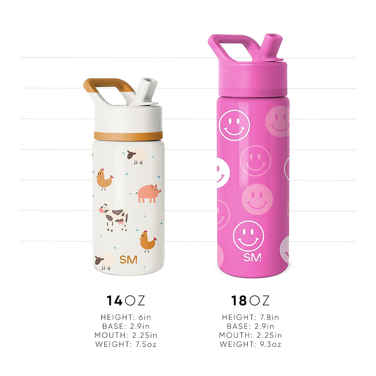 Simple Modern Kids Water Bottle with Straw Lid | Insulated Stainless Steel Reusable Tumbler for Toddlers, Girls, Boys | Summit Collection | 14oz, Dinosaur Roar