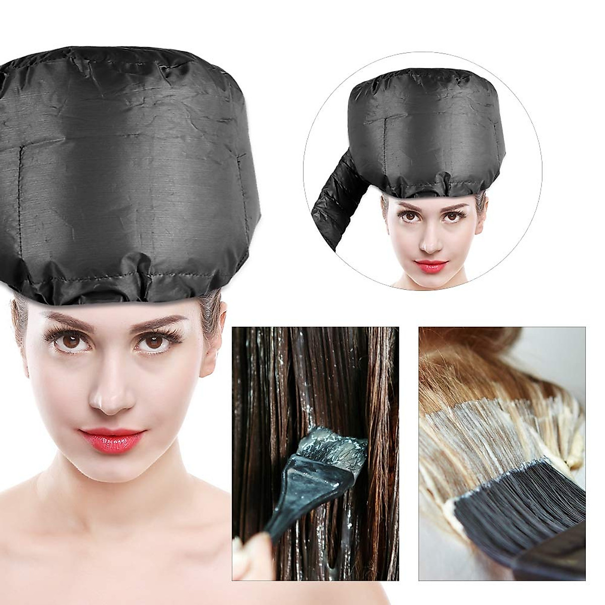 Hair Drying Cap, Portable Hair Drying Cap Hat Hair Blow Dryer Bonnet Attachment Black