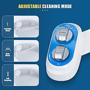 FOOFOO Bidet, Non-Electric Bidet Attachment for Toilet Seat,Self-Cleaning, Dual Nozzle,Adjustable Water Pressure, for any Standard Two-piece Toilet