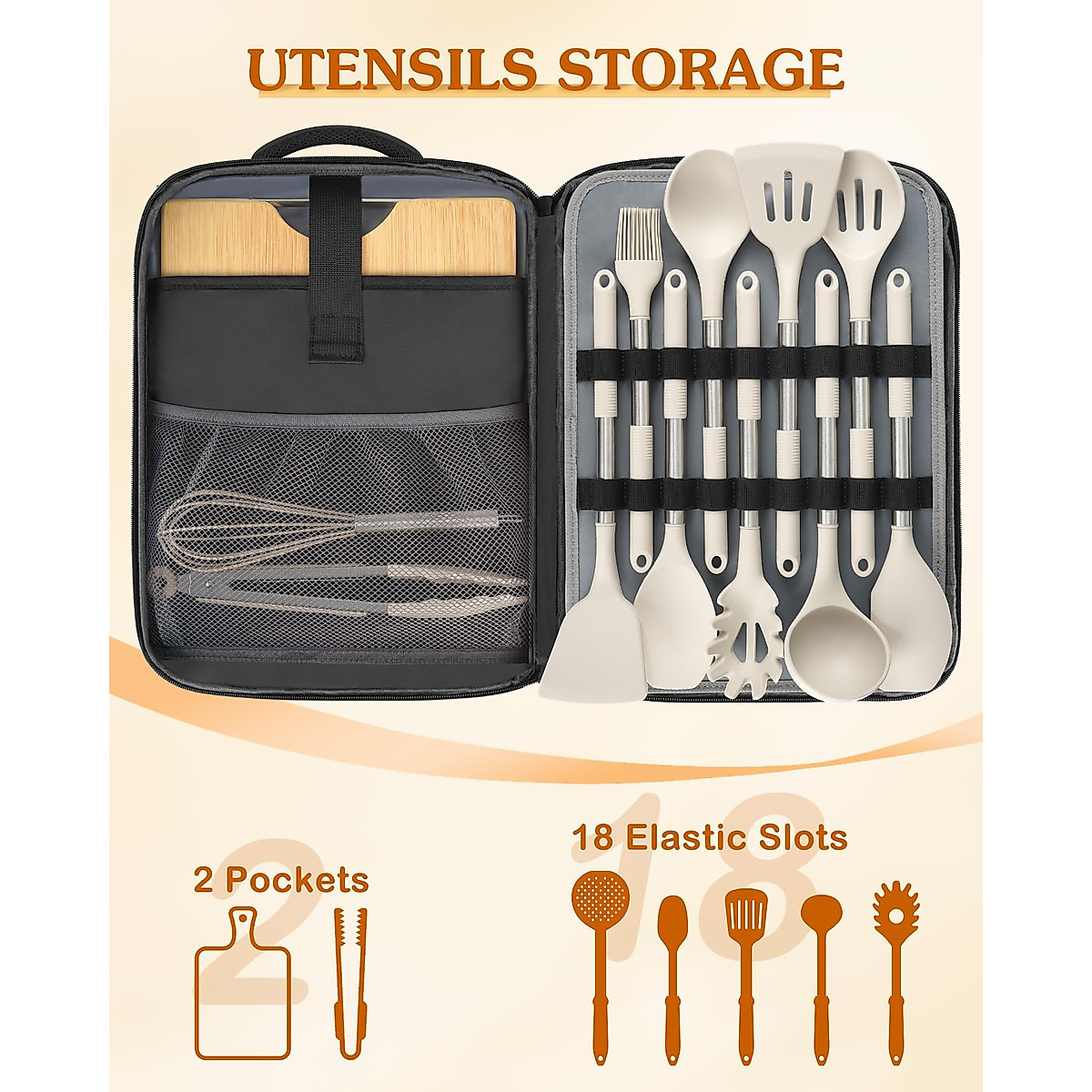 PEKREWS Chef Backpack with Knife Roll Bag, 40+ Slots Pockets for Knives Laptop and Kitchen Utensils Storage, Water-resistant Professional Chef Knife Case Gifts for Men and Women, Black