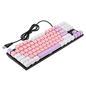 Acogedor Red Switch Mechanical Keyboard, 26 RGB Backlit 87 Keys Mechanical Gaming Keyboard Ergonomic Computer Keyboard with USB Interface (Pink)