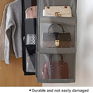 Two Pcs Double-Sided Transparent Six Layer Hanging Storage Bags Handbag Storage Hanging Bag Wardrobe Storage Dust-Proof Bag Hanging Fabric Folding Dust-Proof Bedroom Household Wardrobe Storage Rack