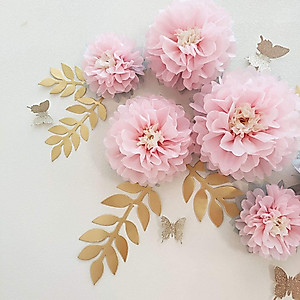 Mybbshower Paper Flower Decorations for Wall Backdrop Girld Nursery Wall Decor Wedding Bridal Shower Rooms Pink Grey Sizes 11" 9" 7" Pack of9