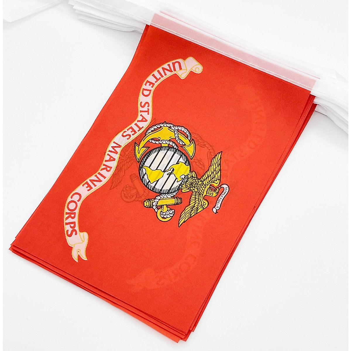 FWIW 2 Pack USA Marine Corps Banner String Small Mini American Military Pennant Flags July 4th Veteran Party Memorial Day Party Outdoor Yard Decorations