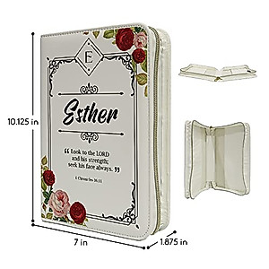10x7 Inch Personalized Bible Cover – Create Your Own Design, Custom Bible Cover and Carrying Case with Handle – Leatherette Book Covers and Bible Case for Women - White (Design 3)