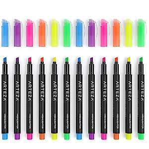ARTEZA Highlighters Assorted Colors, Set of 60, Narrow Chisel Tip