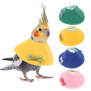 Bonaweite 4Pack Pet Parrot Anti-bite Elizabethan Collars, Anti-Grab Feather Plucking Wound Healing Safety Recovery Collar Cones for Budgerigar Lovebird Agapornis Fischer Cockatiel Cockatoo