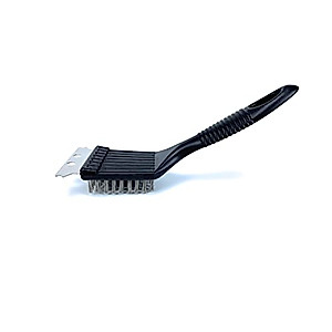 Barbecue Partner Portable BBQ Grill grates Steel Wire Grill Cleaning Brush with Scraper Bristle for Grime, 8 inch, Black