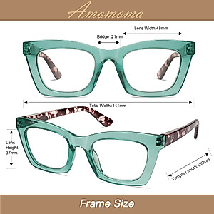 AMOMOMA 3 Pack Trendy Oversized Blue Light Stylish Readers for Women,Retro Square Cute Sturdy Computer Womens Reading Glasses AM6042 Black+Brown+Green 1.5