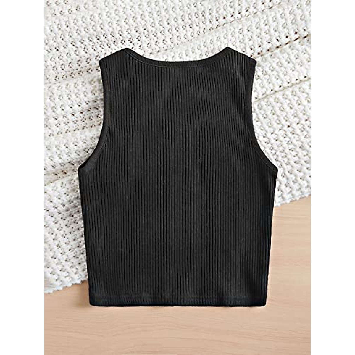 SOLY HUX Girl's Y2k Tank Top Sleeveless Heart Rhinestone Summer Crop Tops Black Heart 10Y