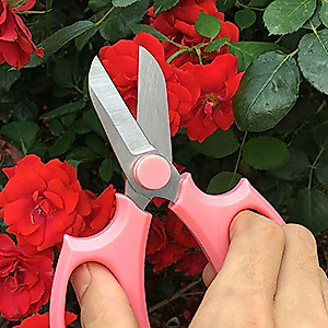 Jasni Garden Pruning Shears Scissors with Comfort Grip Handle, Premium Steel Professional Floral Scissors, Perfect for Arranging Flowers, Pruning, Trimming Plants, Gardening Tool (Pink)