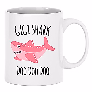 Exxtra Gifts Gigi Shark Mug Grandma Cup From Grandkids Funny Grandmother Doo Doo Present 11 oz White