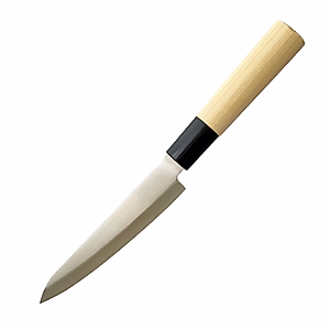 KAKUSEE Seki Tsubazo Petite Knife 4.7-inch Blade and Japanese Painting Cloth Set, Japanese Chef Knife for Fruits and Vegetables