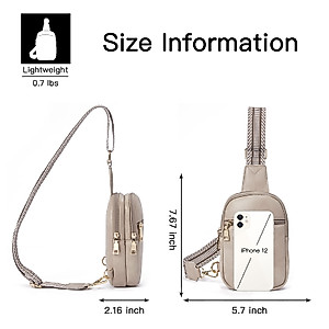 Telena Small Sling Bag for Women Vegan Leather Fashionable Fanny Pack Crossbody Bags for Women Chest Bag for Travel Cloud Grey