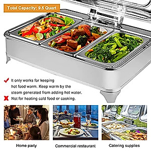 Electric Chafing Dish Buffet Set 3 Pan 9.5 Quart Food Warmer Buffet Servers and Warmers with Covers Warmer for Parties Buffets Adjustable Temperature Stainless Steel Warming Tray Bain Marie Warmer Set