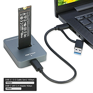 RIITOP M.2 to USB Docking Station, NVMe to USB-C Reader Adapter for Both M.2 (M Key) NVMe SSD and (B+M Key) SATA-Based SSD Enclosure