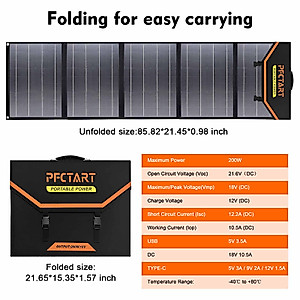 200W Portable Solar Panel for Jackery/BLUETTI/ECOFLOW Power Station, 18V Solar Panel, IP65 Waterproof Solar Panel kit with 2 USB QC + 1 PD + MC4 Output