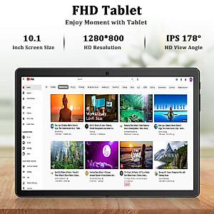 Tablet 10.1 inch Android Tablet, Quad-Core Processor 32GB Storage, Dual Camera, Sim Card Slot, WiFi, Bluetooth, GPS, 128GB Expand and 3G Phone Call Support, IPS Full HD Display (Black)