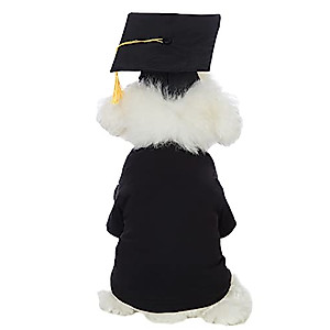 Impoosy Dog Graduation Shirts with Pet Graduation Hats with Yellow Tassel Puppy Graduation Costumes for Dogs Cats Holiday Costume Accessory (L)