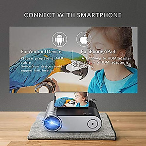 Mini Projector, Vamvo L4200 Portable Video Projector, Full HD 1080P 200” Display Supported; Outdoor Movie Projector 3800 Lux with 50,000 Hrs, Compatible with Fire TV Stick, PS4, HDMI, VGA, AV and USB