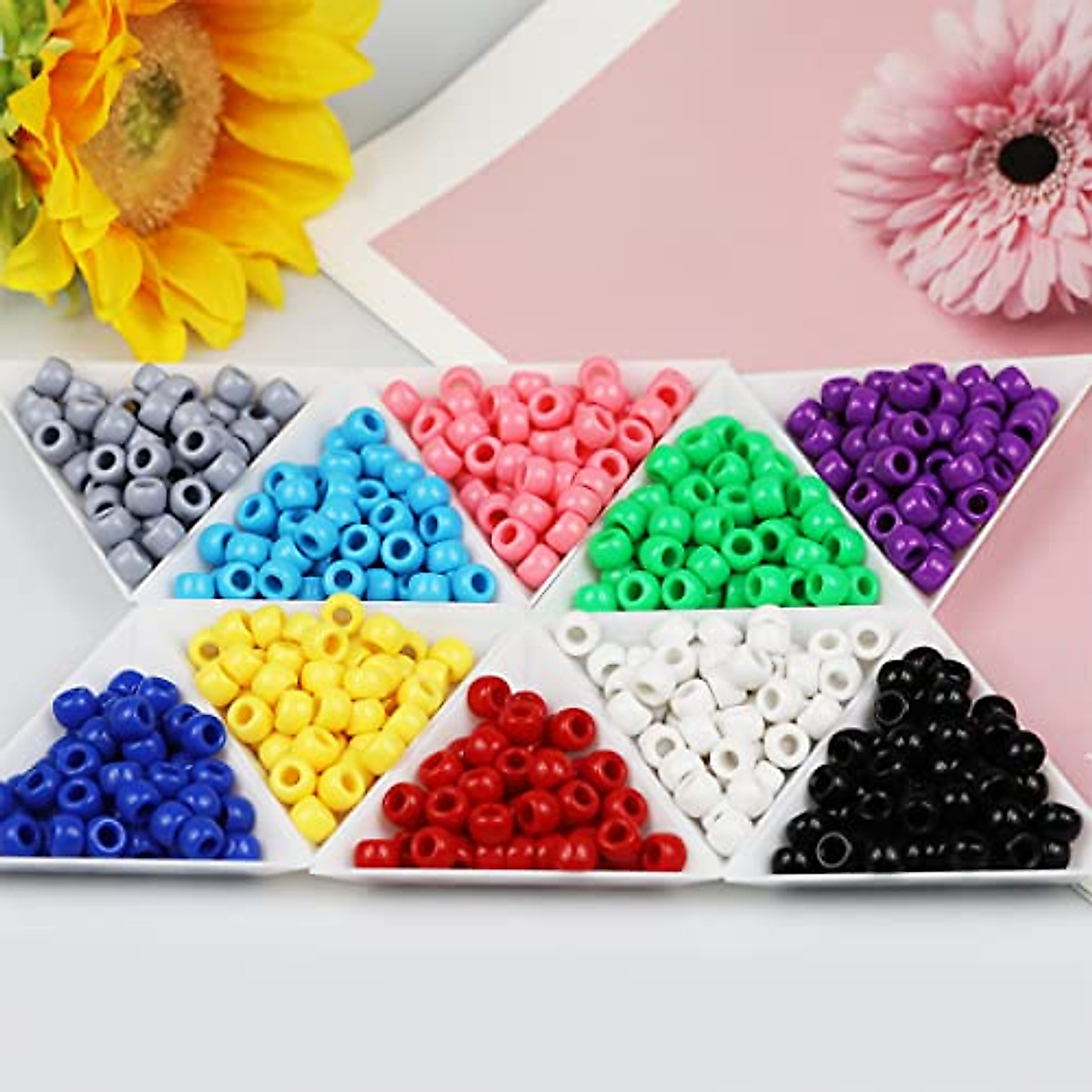 VOOMOLOVE 500 PCS Purple Pony Beads, Bracelet Beads, Beads for Hair Braids, Beads for Crafts, Plastic Beads, Hair Beads for Braids 6x9mm (Purple)