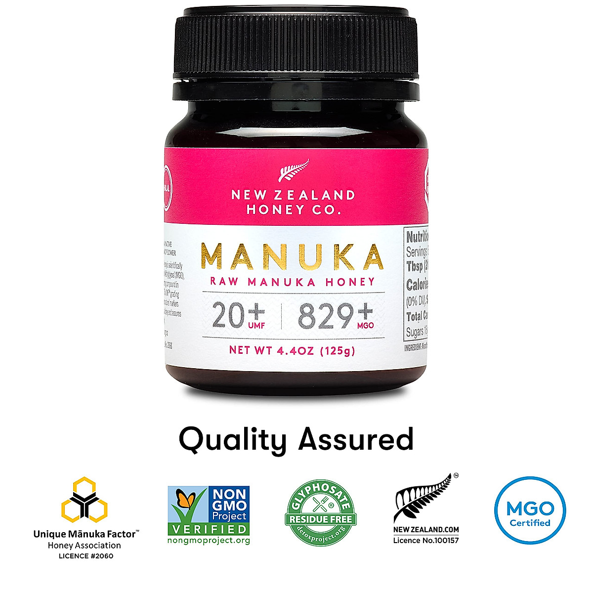 New Zealand Honey Co. Raw Manuka Honey UMF 20+ | MGO 829+, UMF Certified / 4.4oz