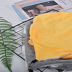 Ferret Hammock,2Pcs Soft Plush Small Animal Hanging Hammock,Warm Double Layer Rat Hammock,Hamster Hideout Hanging Bunkbed,Pet Cage Accessories for Guinea Pig Sugar Glider Squirrel(Yellow + Gray)