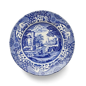 Spode Blue Italian Soup Bowls| Set of 4| 9-Inch| Soup, Pasta, and Salad Serving Bowls| Round, Wide Rim Bowl| Microwave Safe| Dishwasher Safe| Made in England