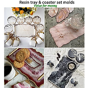 Booshow XL Resin Tray Mold Silicone & 3Pcs Geode Coaster Molds for DIY Crafts, Epoxy Resin Casting Molds for Making Faux Agate Tray, Serving Board, Home Decorations