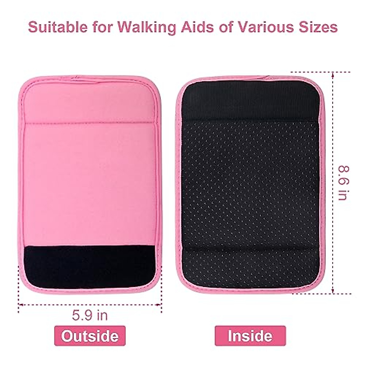 Coldairsoap Pink Walker Hand Grips Cover, 2 Pcs Walker Cushion Hand Grips for Rolling Wheelchair, Elderly Grippers, Rollator Handle