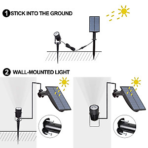 T-SUN Solar Spotlights, Outdoor LED Solar Lights, Waterproof Auto ON/Off Solar Wall Lights for Garden,Driveway, Pathway, Pool Area(White)