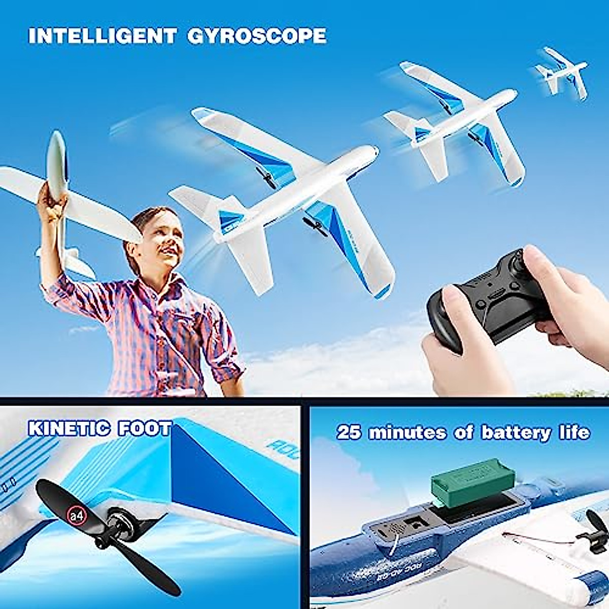 4DRC RC Plane,G2 Remote Control Jet Airplane for Beginners Adult, Ready to Fly Airplane with One Key Aerobatic,LED Light,4-Axis Fighter Jet,2.4Ghz Plane for Kids Boys Girls Beginner,2 Battery