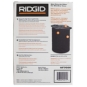 Ridgid VF7000 Genuine Replacement Foam Wet Application Only Vac Filter for Ridgid 5-20 Gallon Wet/Dry Vacuums