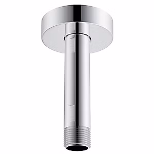 Hibbent All Metal Ceiling Mounted Shower Arm, 4 Inch Shower Head Extension Arm with Flange, Stainless Steel Straight Shower Arm For High Pressure Rain Shower Head, Shower Head Extender, Chrome