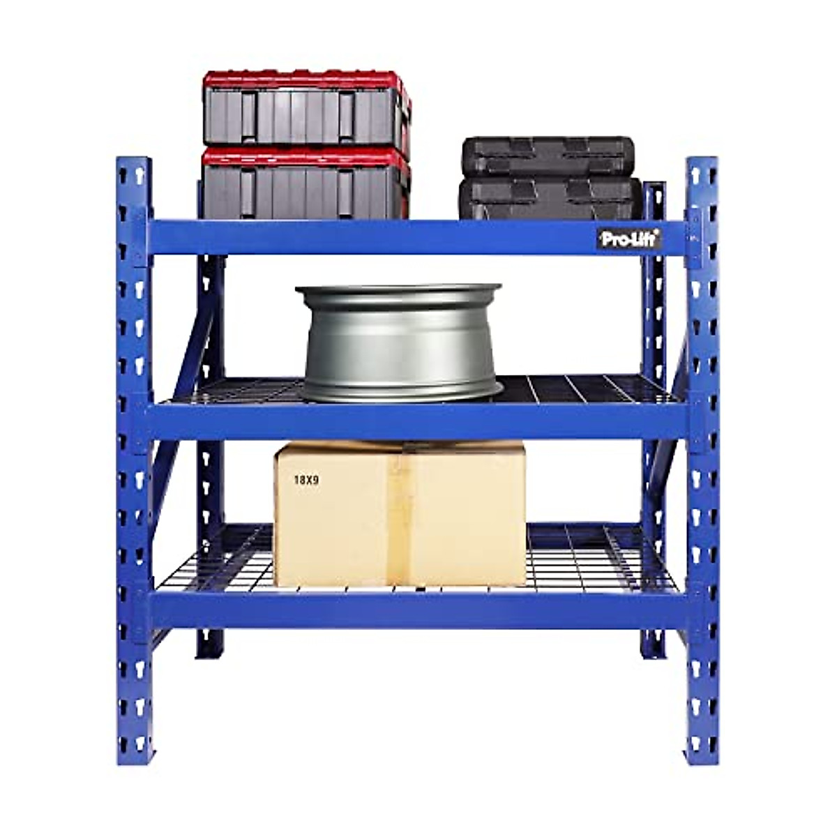 Pro-LifT Garage Storage Shelves - Heavy Duty 3-Tier Adjustable Metal Wire Shelving Units with 3000 lbs Total Capacity for Garage Basement Racking Organization - 48" H X 48" W X 24" D