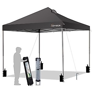 VOYSIGN 10x10 Pop Up Canopy Tent, 100 Sq.Ft of Shade - Portable Outdoor Canopy, Shade Canopy, Party Tent, Included 1 x Rolling Storage Wheeled Bag, 4 x Weight Bags, 4 x Guylines, 8 x Stakes…