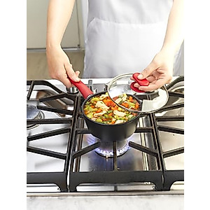 GoodCook ProEase Nonstick Sauce Pan with Lid, 2-Quart, Black, Nonstick Cookware, Even Heating, Dishwasher Safe, Ergonomic Handle, Non-Toxic, Durable Cooking Pot