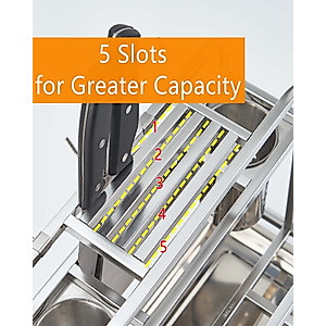 Allvin Knife Holder and Cutting Board Holder,Stainless Steel Material,This Kitchen Utensil Organizer is Perfect for Storing Your Knives, Cutting Boards, Chopsticks, Spoons, and Forks Etc (Black)