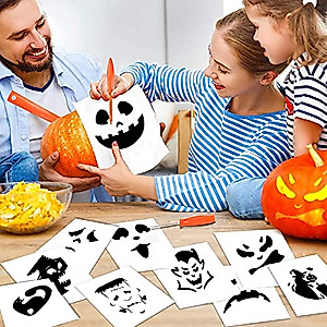 Pumpkin Carving Kit for Kids - 6 Halloween Pumpkin Carving Tools Set, 6 LED Candles, 4 Balloon Headbands, 6 LED Rings, 6 Pumpkin Stickers, 10 Pumpkin Carving Stencils for Halloween Decorations
