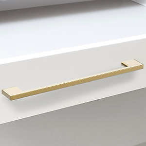 Southern Hills 5pc Brushed Gold Cabinet Pulls - 8.75" (224mm) Screw Spaced Gold Pulls for Cabinets and Drawers, Dresser, Gold Hardware for Cabinets, Kitchen Cabinet Handles