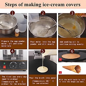 Banfluxion Nonstick Single Ice Cream Cone Maker with Time & Temperature Dual Control 110V Commercial Ice Cream Cone Maker with Shaper Roller Temperature Adjustable 50-250℃